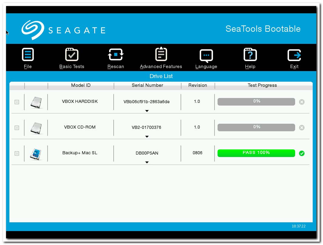 SeaTools Bootable User Manual - Screenshots
