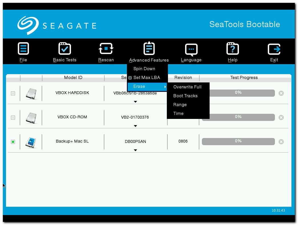 SeaTools Bootable User Manual - Screenshots